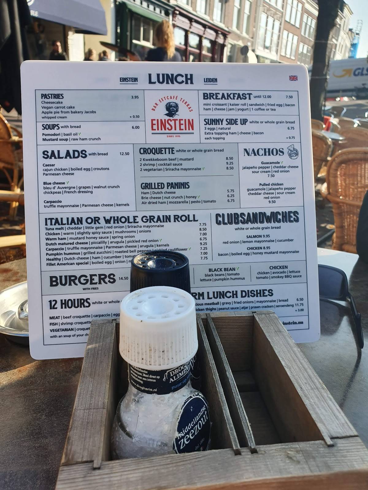 Menu at Einstein Leiden, Leiden