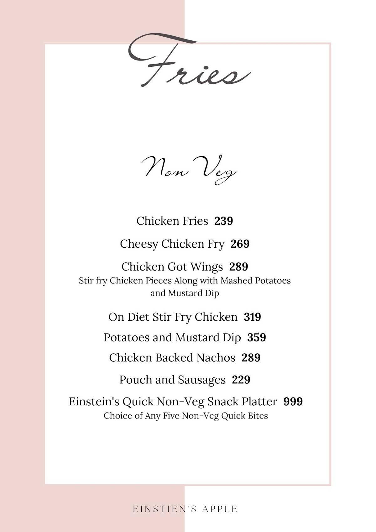 Menu at Einstein's Apple Café, Noida