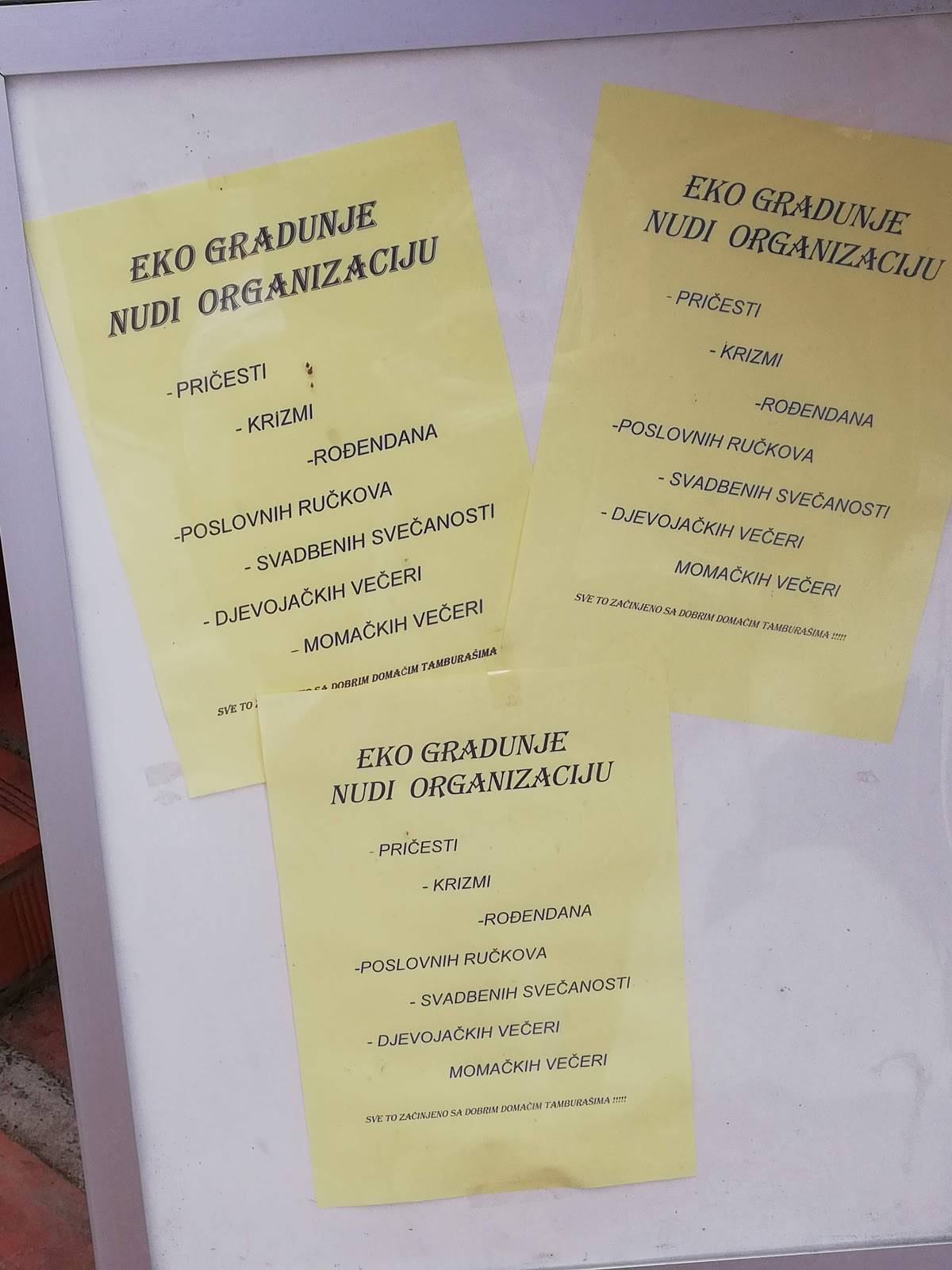 Menu au Eko selo Gradunje restaurant, Sveti Ivan Zelina