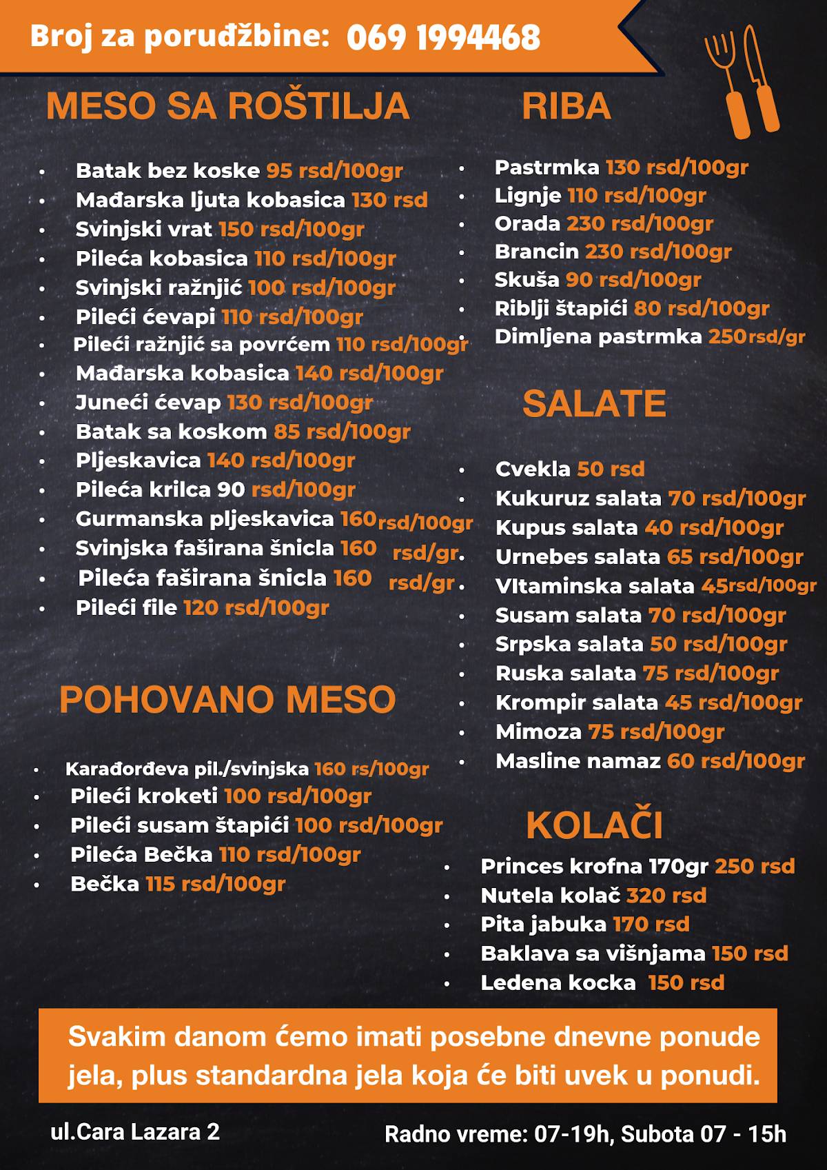 Speisekarte von Ekspres restoran Menza restaurant, Pantschowa