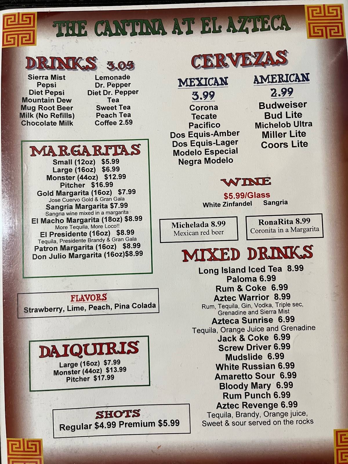 Menu at El Azteca Route 66 Sequoyah/Claremore steakhouse, Claremore, OK-66