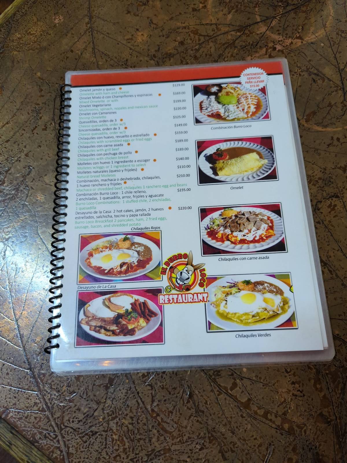Carta del restaurante El Burro Loco, Cabo San Lucas, Leona Vicario s/n ...