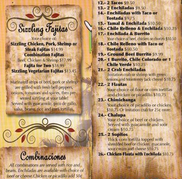 Menu at El Charro Grill Mexican Restaurant, Sumner