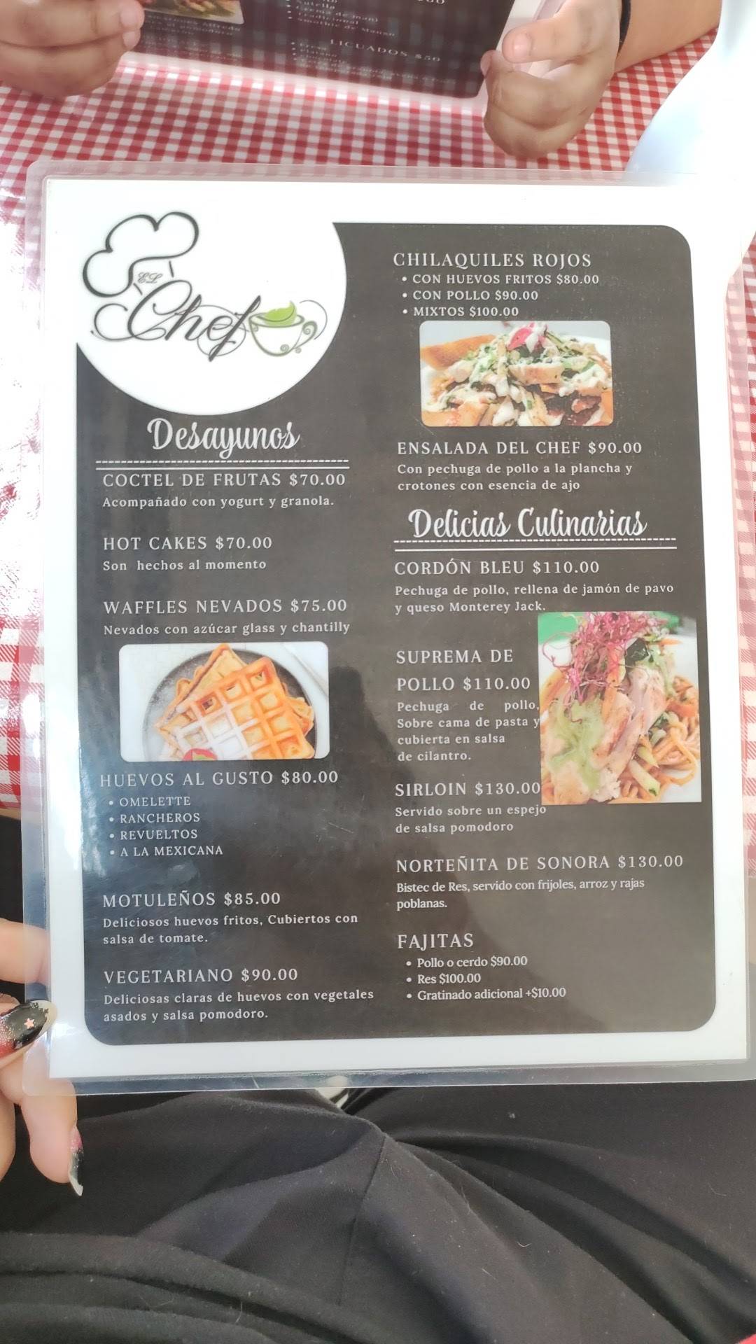 Carta del restaurante El Chef Mérida, Merida