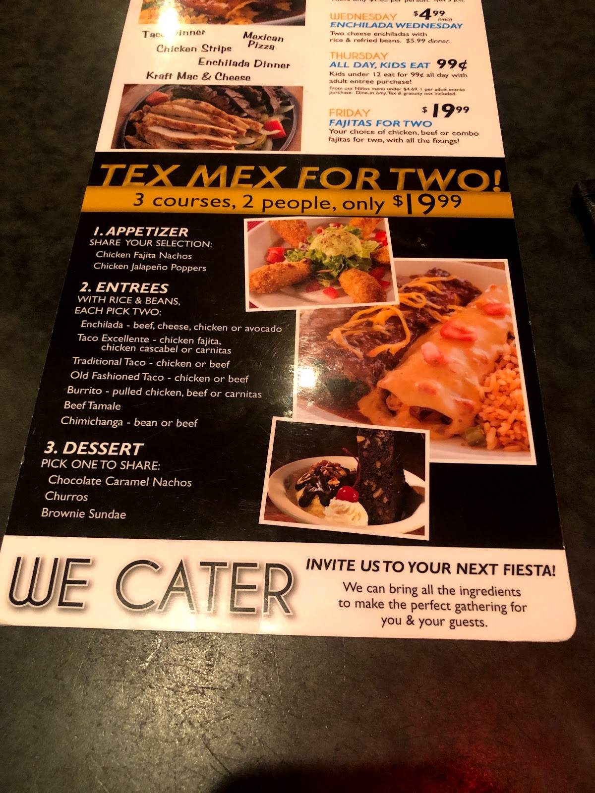 Menu at El Chico restaurant, Muskogee, 204 W Shawnee St