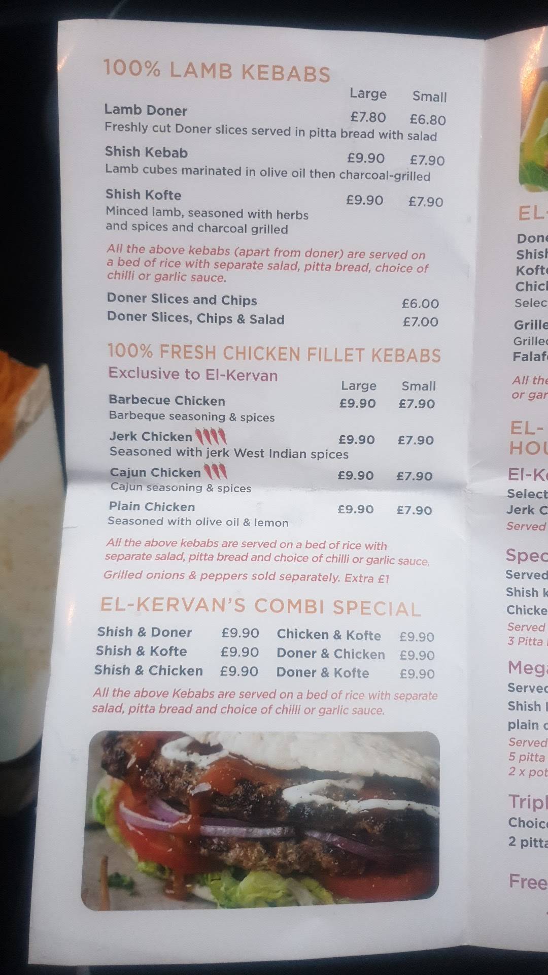 Menu at El Kervan Kebab steakhouse, West Wickham