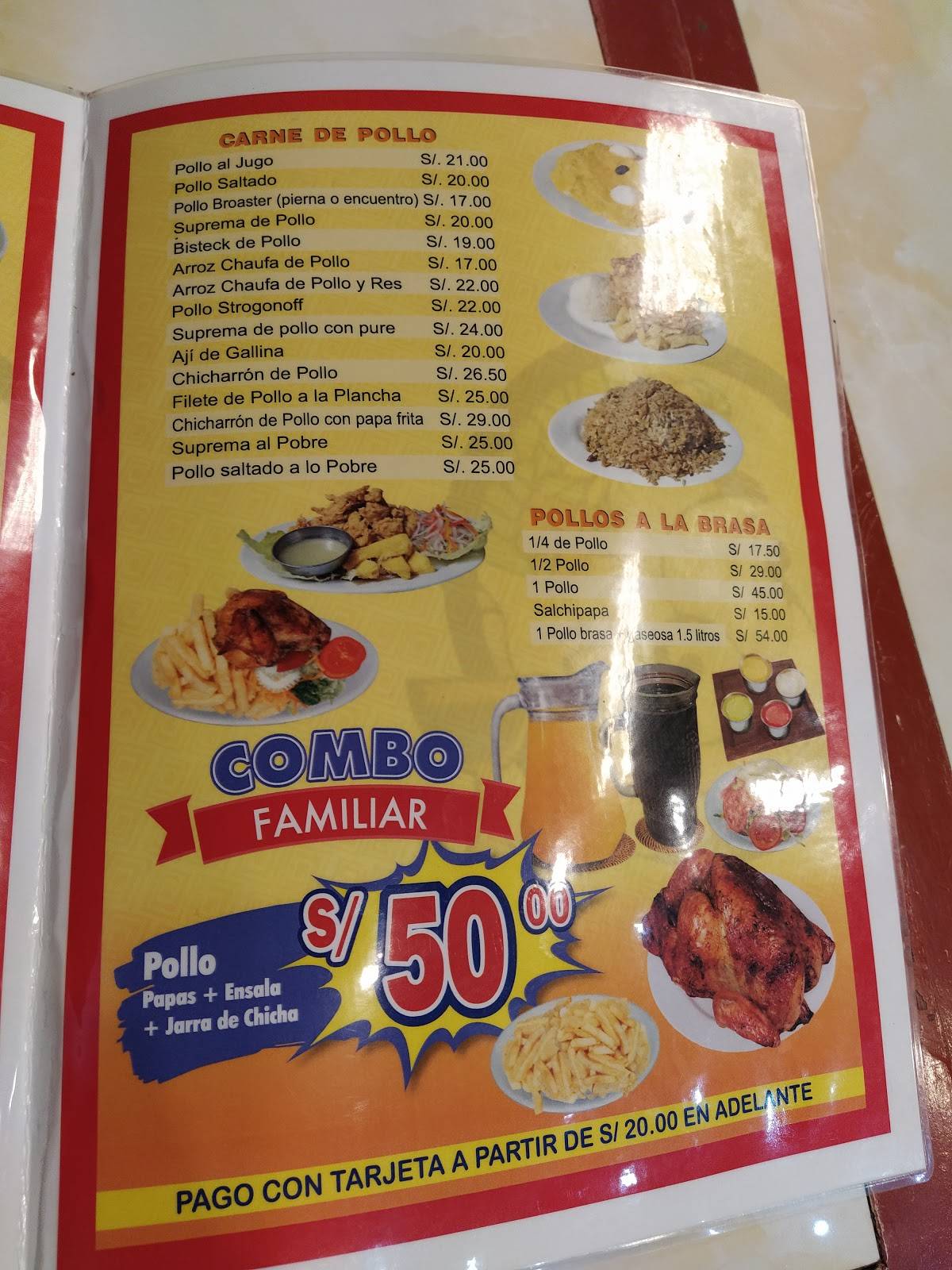 Carta del restaurante El Lomito, San Borja, Av. Aviación 2953