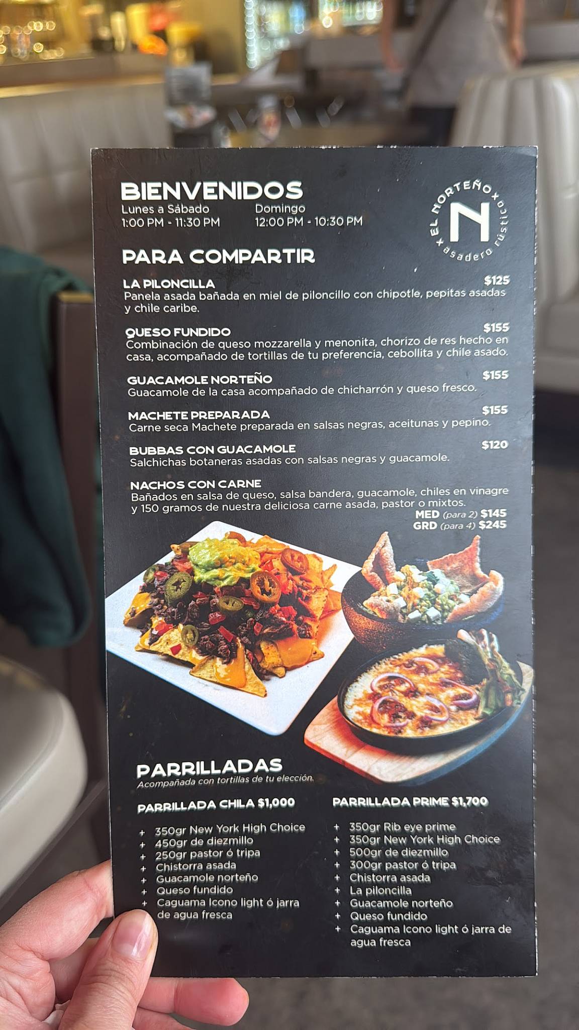 Carta del restaurante El Norteño Asadero Rústico, Mexicali