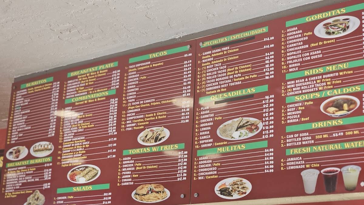 Menu at El Paisa Mexican Food restaurant, Escondido