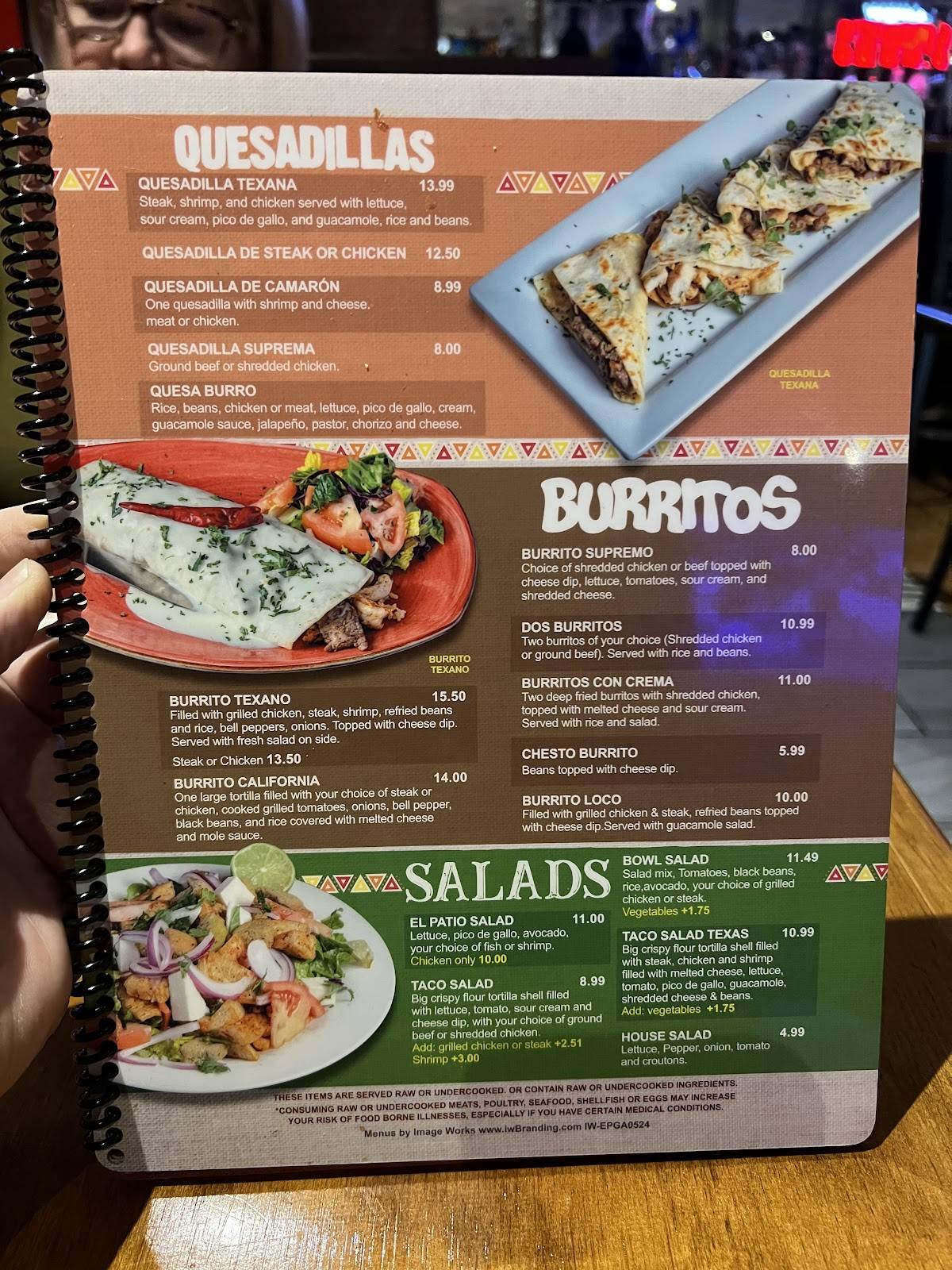 Menu at El Patio Mexican Restaurant, Winder