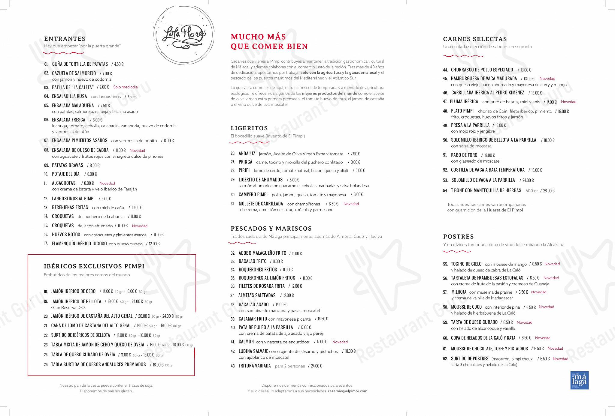Menu at Bodegas El Pimpi pub & bar, Málaga