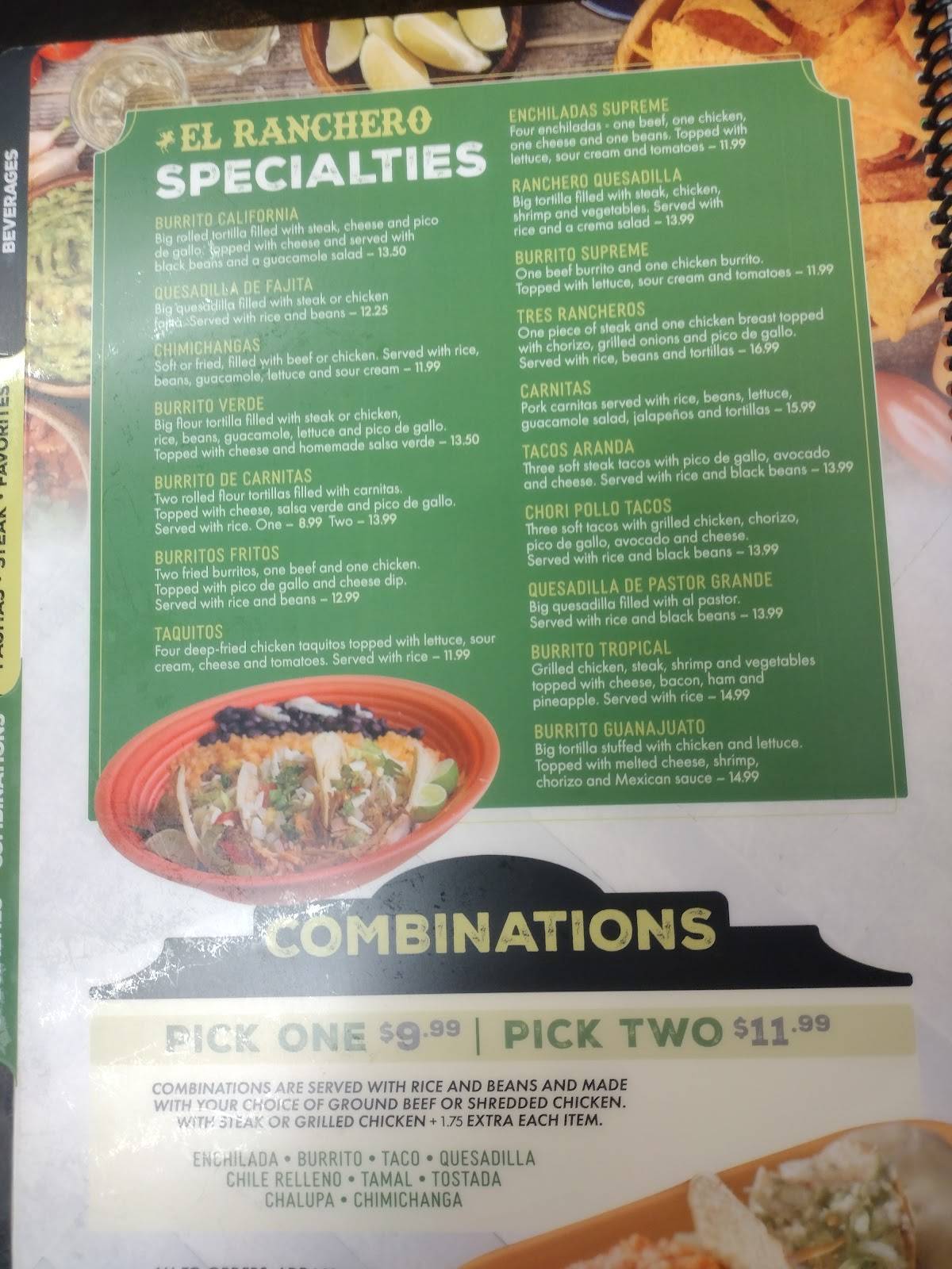 Menu at El Ranchero Mexican Restaurant, Roxboro