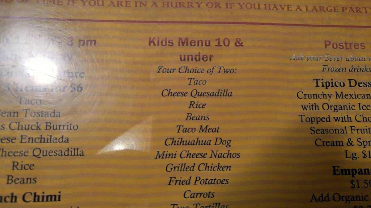 Menu at El Tipico Restaurant, Toledo