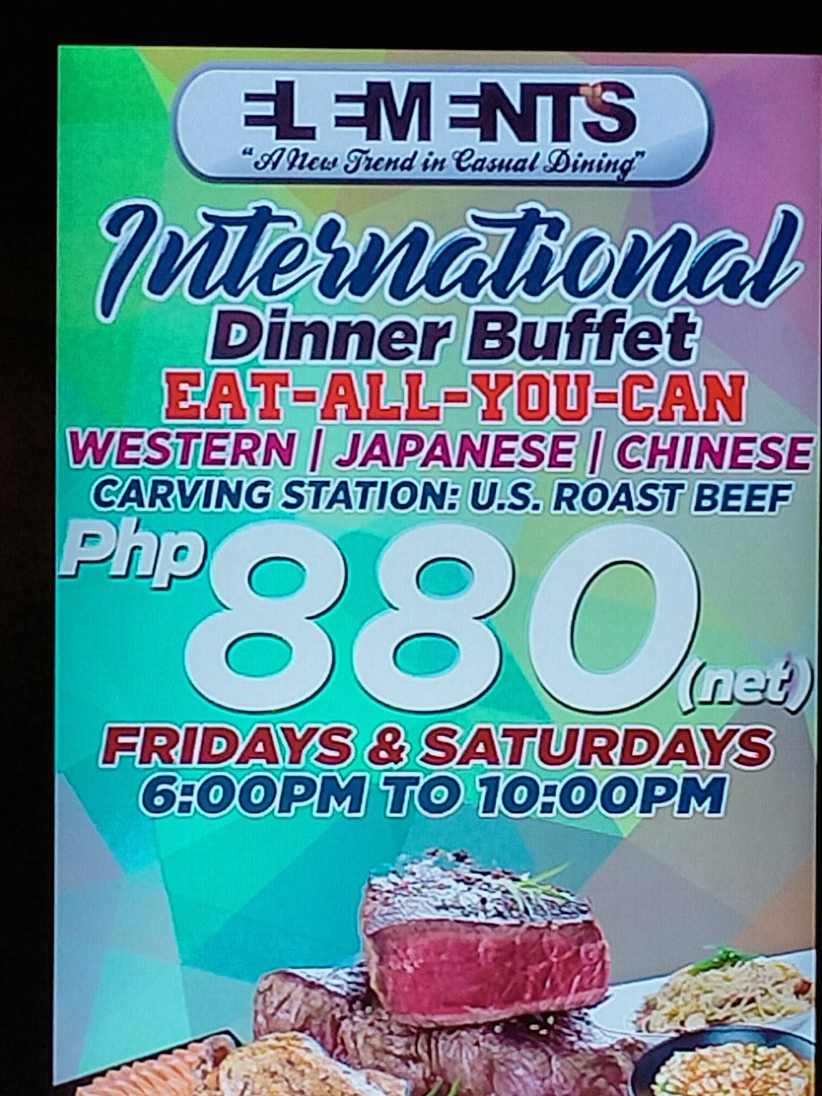 Menu at Elements Buffet restaurant, Baguio