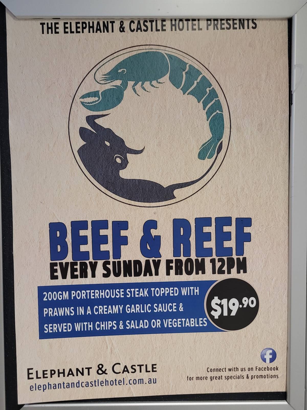 Menu at Elephant & Castle Hotel pub & bar, Adelaide