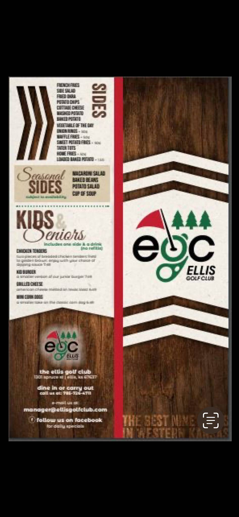 Menu at Ellis Golf Club, Ellis