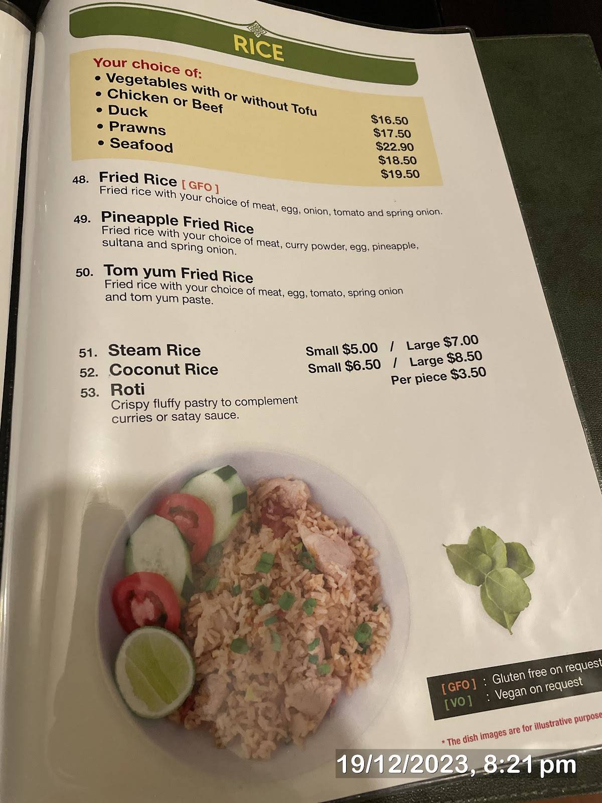 Menu at Emerald Thai Restaurant, Emerald