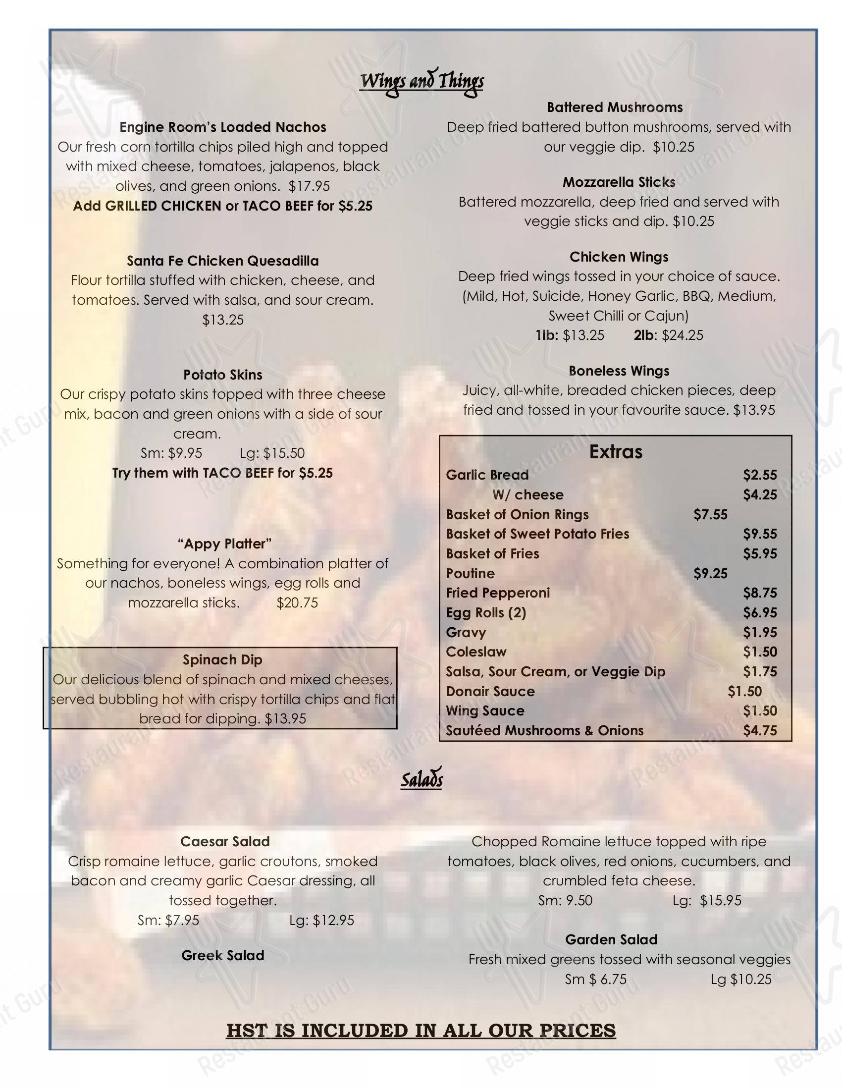 Menu at The Engine Room pub & bar, Truro