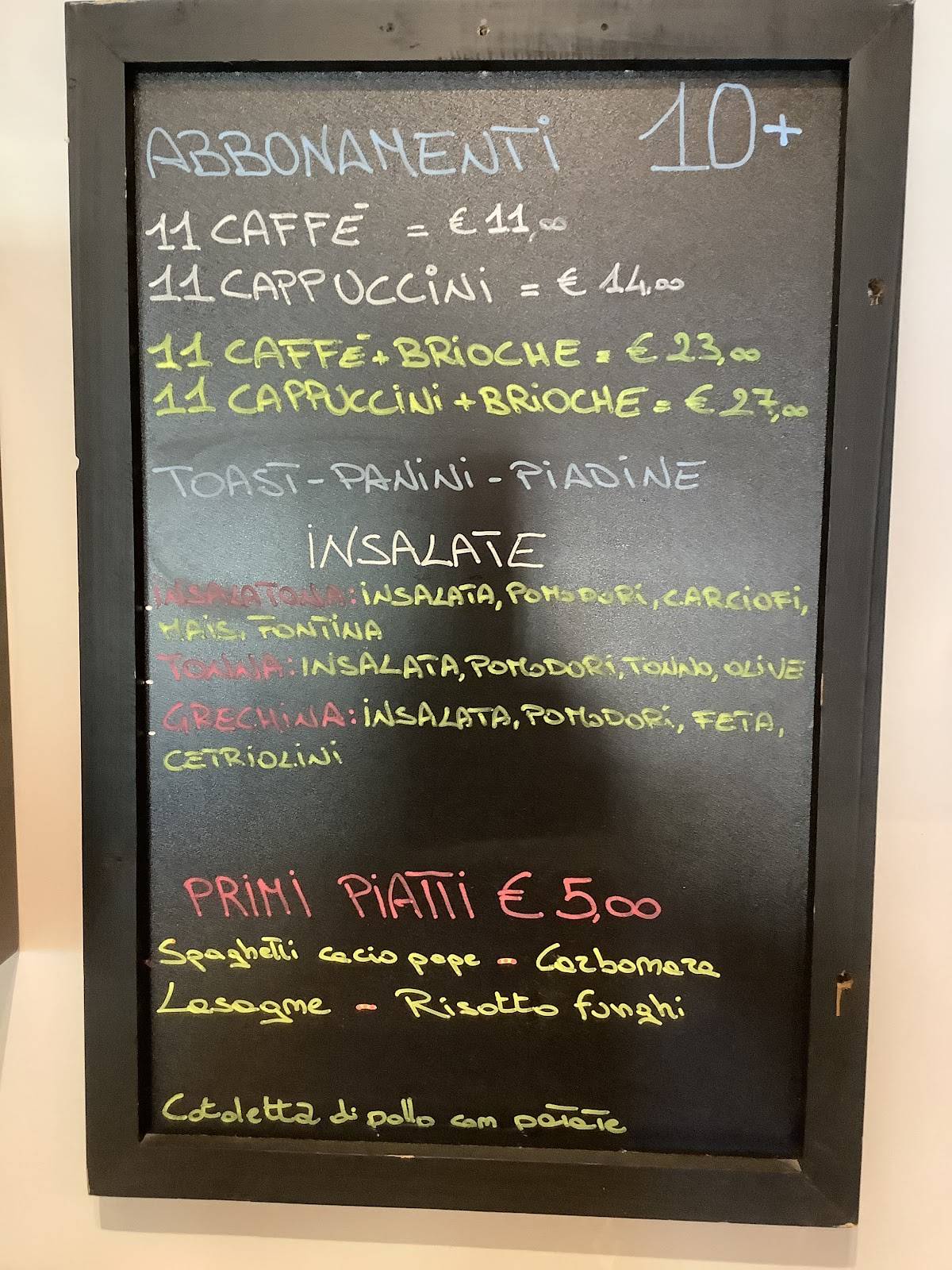 Menu da Enjoy Caffè pub & bar, Pavia