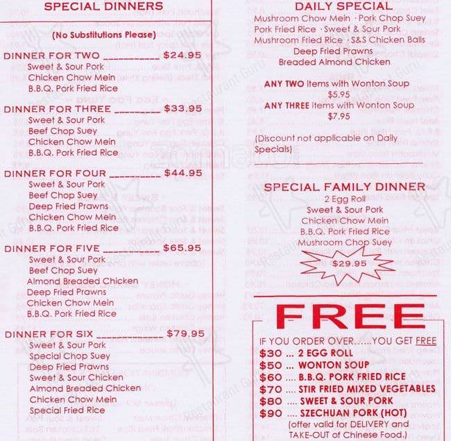 Menu at Enjoy Palace Restaurant, Maple Ridge