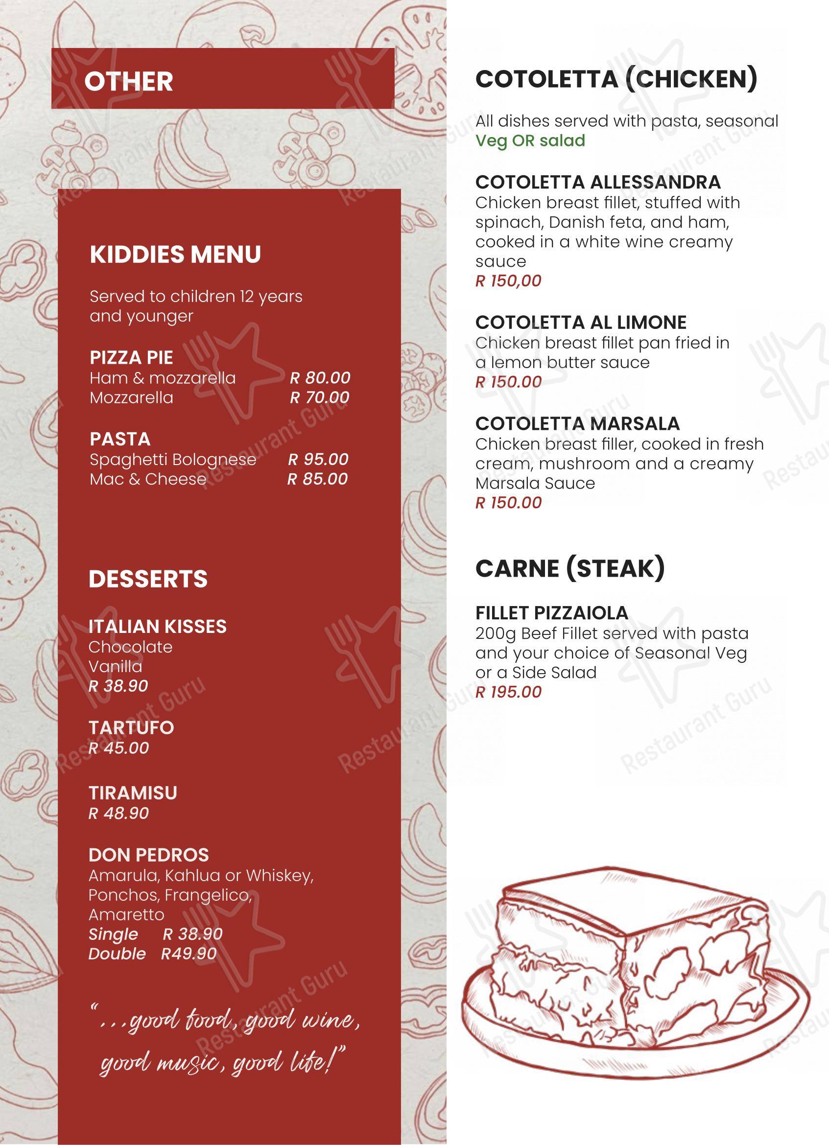 Menu at Enzo Pizzeria, Centurion