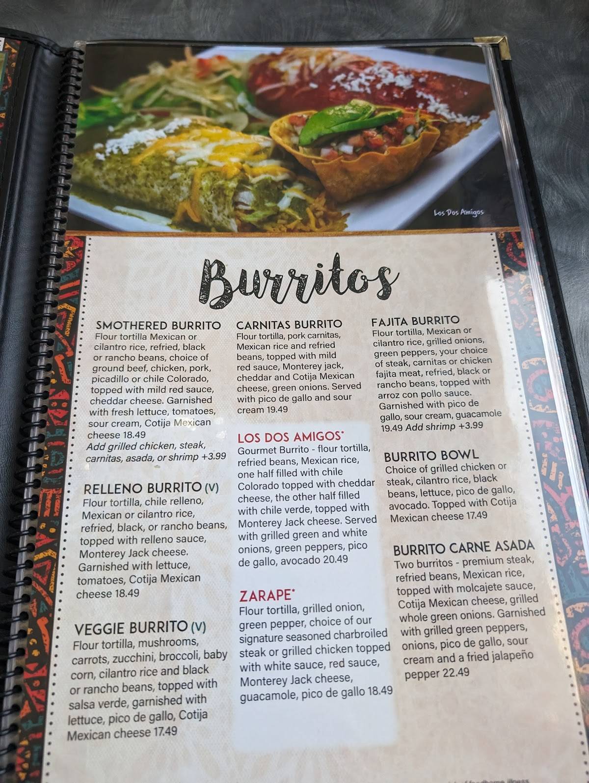 Menu at Tres Chiles Picosos restaurant, Eureka