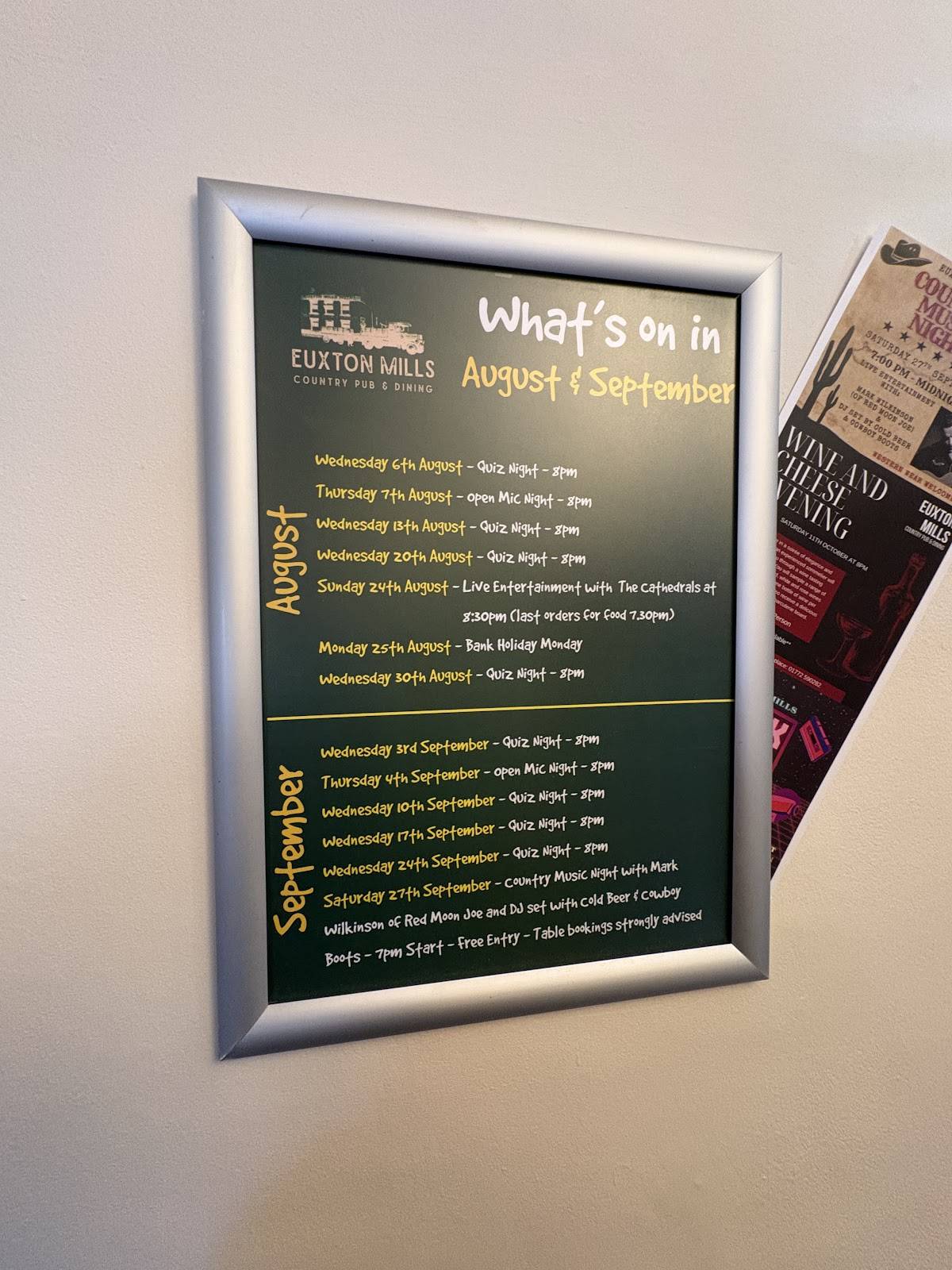 Menu at Euxton Mills pub & bar, Chorley, Wigan Rd