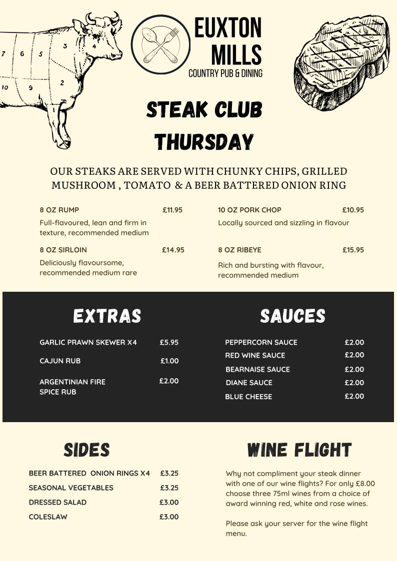Menu at Euxton Mills pub & bar, Chorley, Wigan Rd