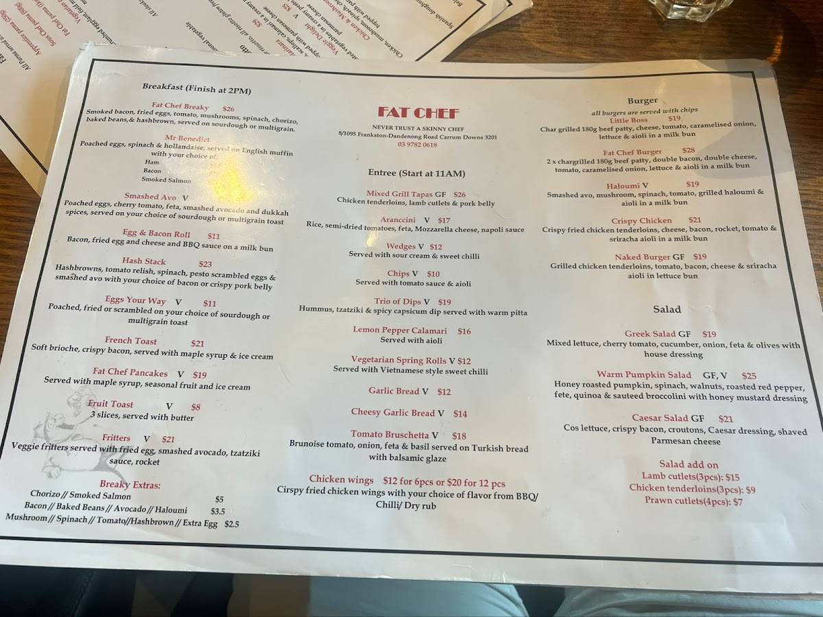Menu at FAT CHEF Carrum Downs restaurant, Carrum Downs, Frankston ...