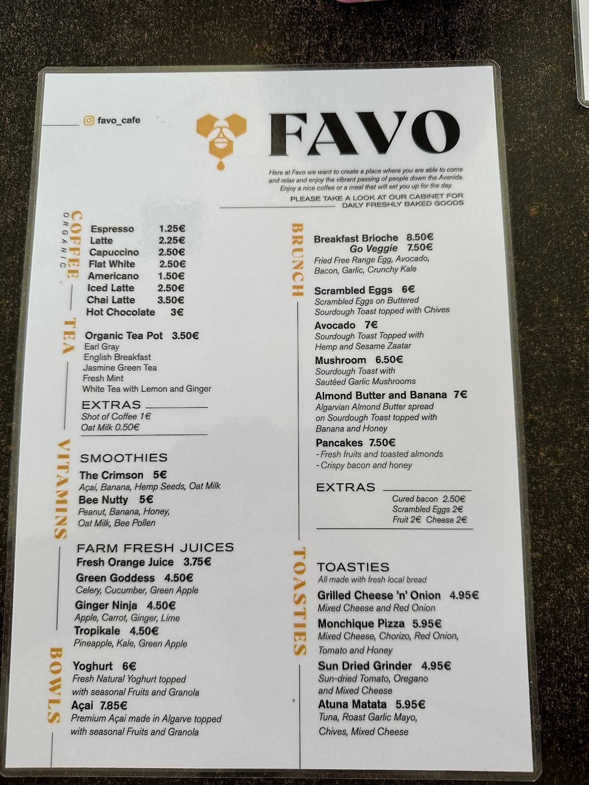 Menu em FAVO Café Lagos, Lagos