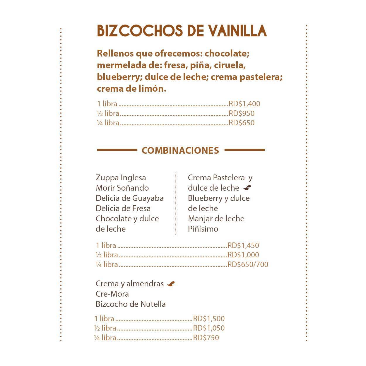 Menu at FIFI Postres Caseros, Santo Domingo, Oloff Palmer