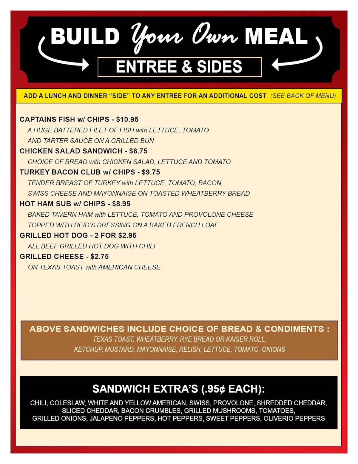 Menu at FOP restaurant, Nutter Fort