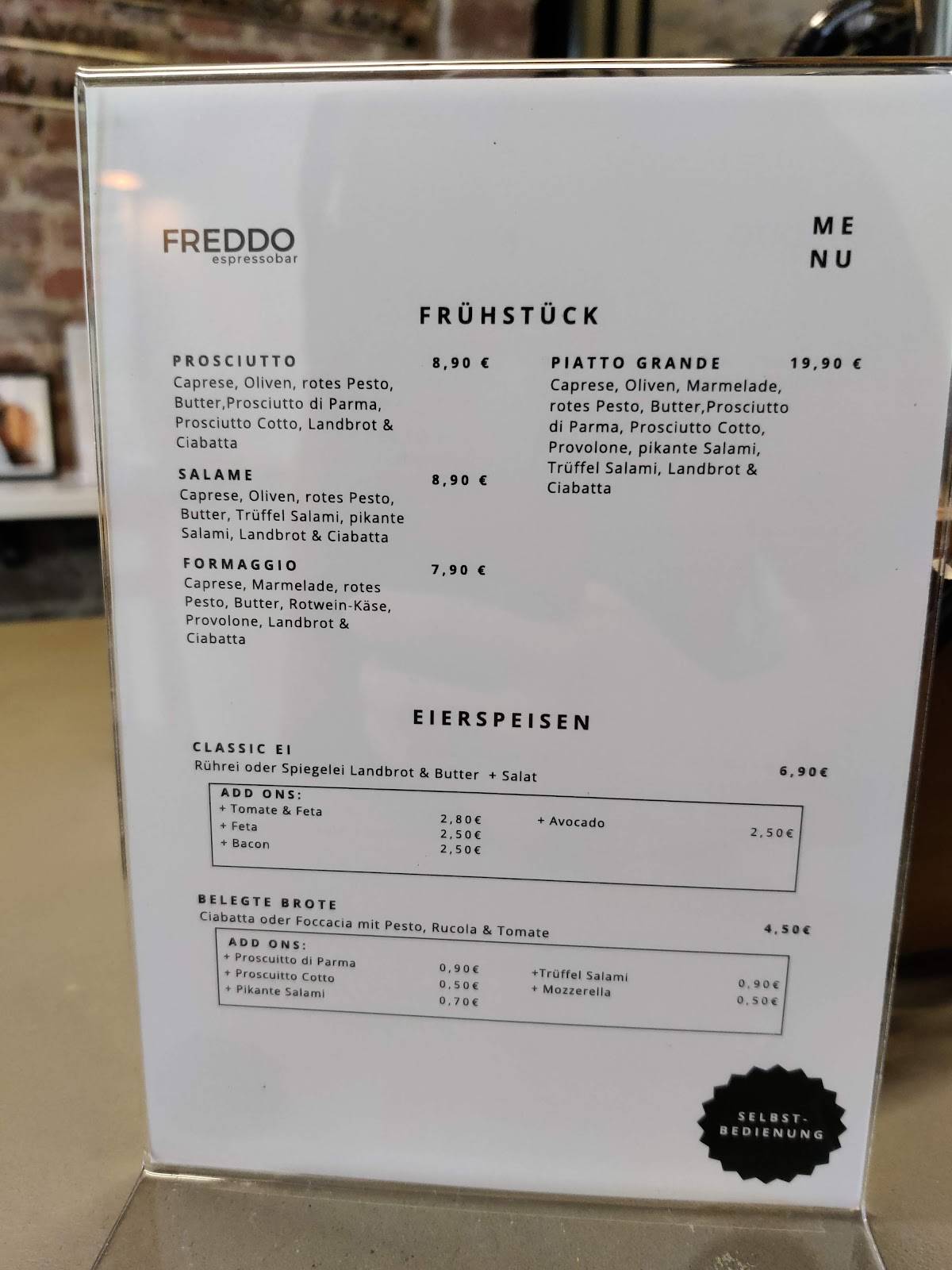 Speisekarte von FREDDO Espressobar, Wesel