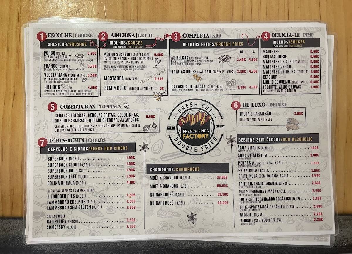 Menu em FRENCH FRIES FACTORY restaurante, Porto