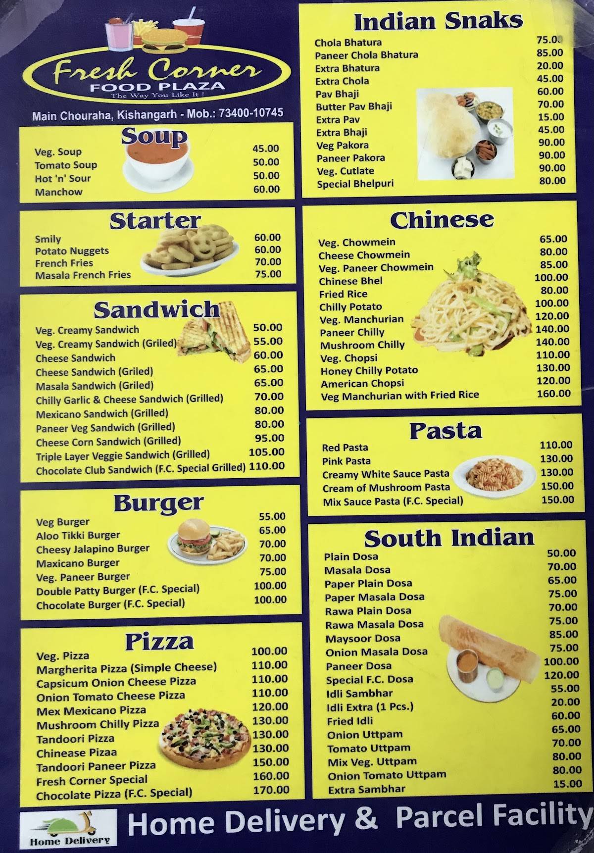 Menu at FRESH CORNER, Kishangarh