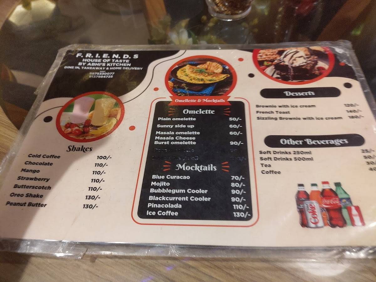 Menu at FRIENDS Cafe, Sanquelim