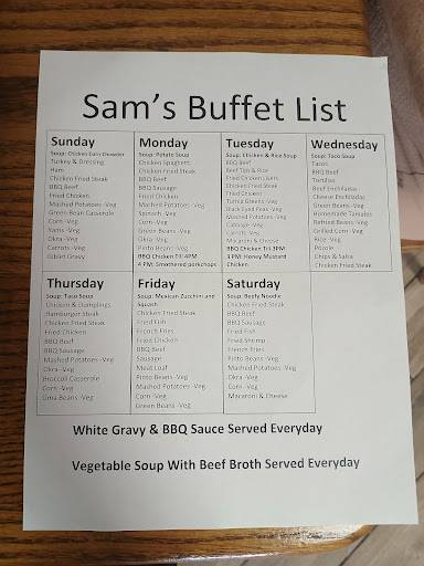 Menu at Sam's Original Restaurant, Fairfield, 390 Interstate 45 ...