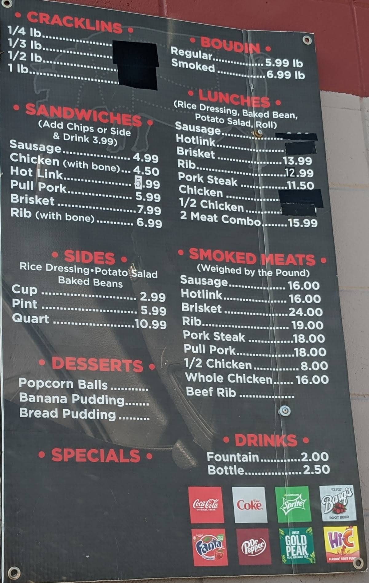 Menu at Famous Foods BBQ, Lake Charles