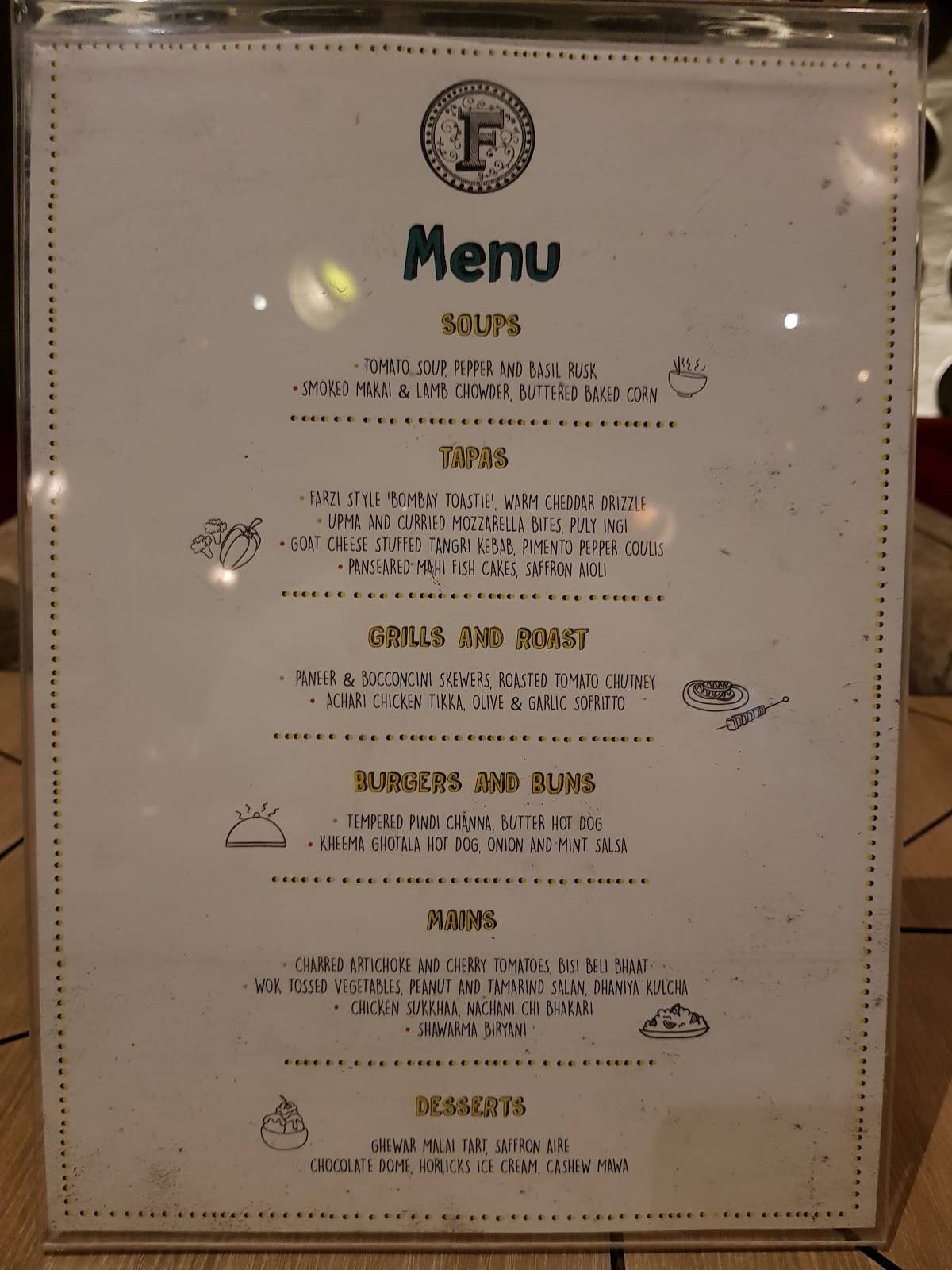 Menu at Farzi Cafe, Pune, Pune