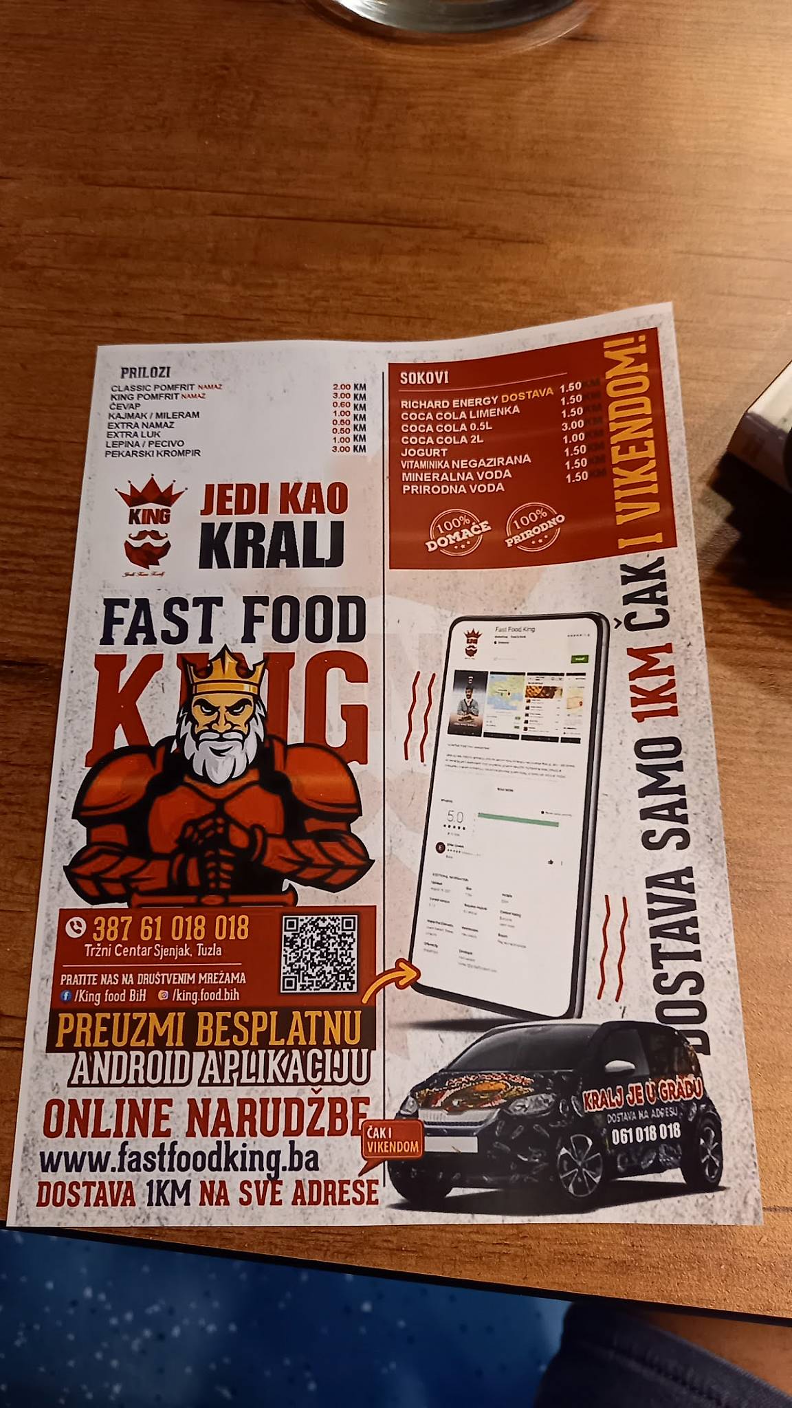 Menu at Fast Food King Tuzla, Tuzla