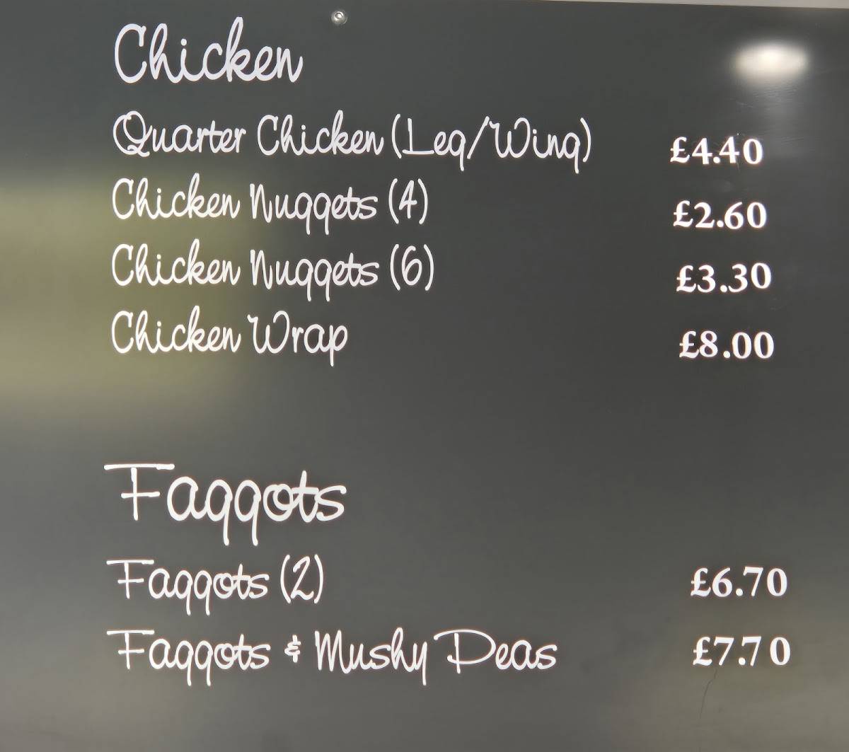 Menu at Backwell Fish Bar, Bristol
