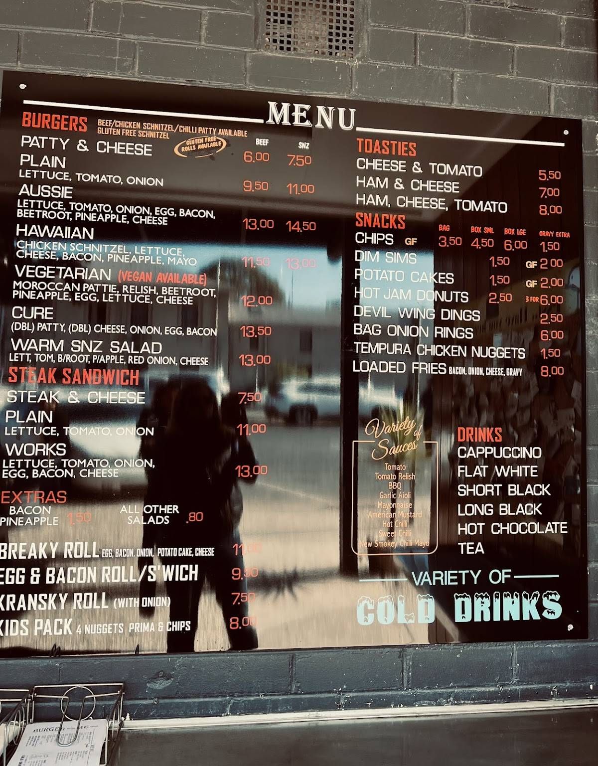 Menu at Burger Me Seymour fast food, Seymour