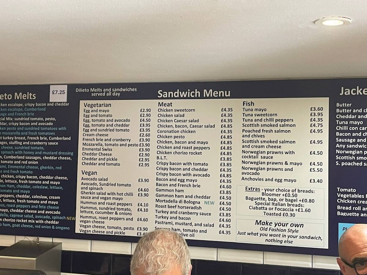 Menu at Dilieto fast food, London