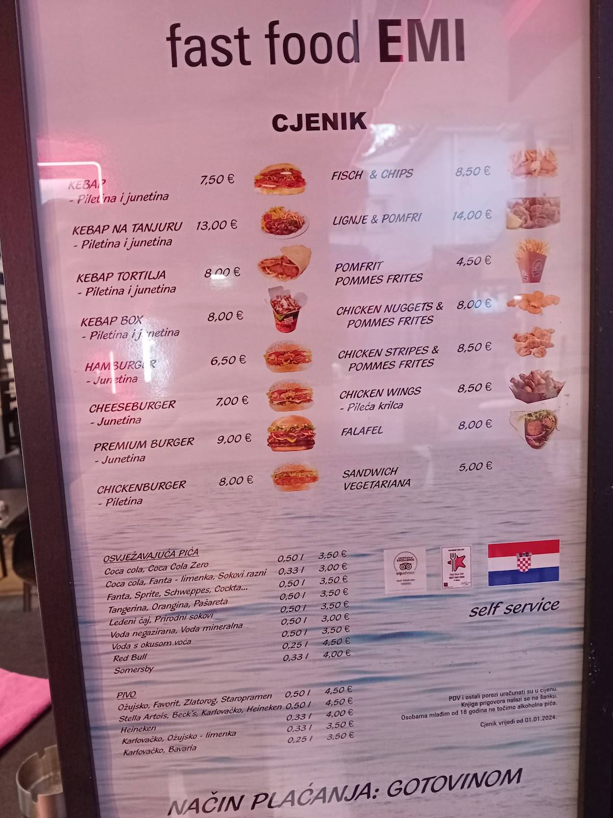 Menu at Fast food EMI - RABAC, Rabac