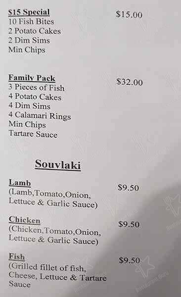Menu at Fish Tails fast food, Altona Meadows