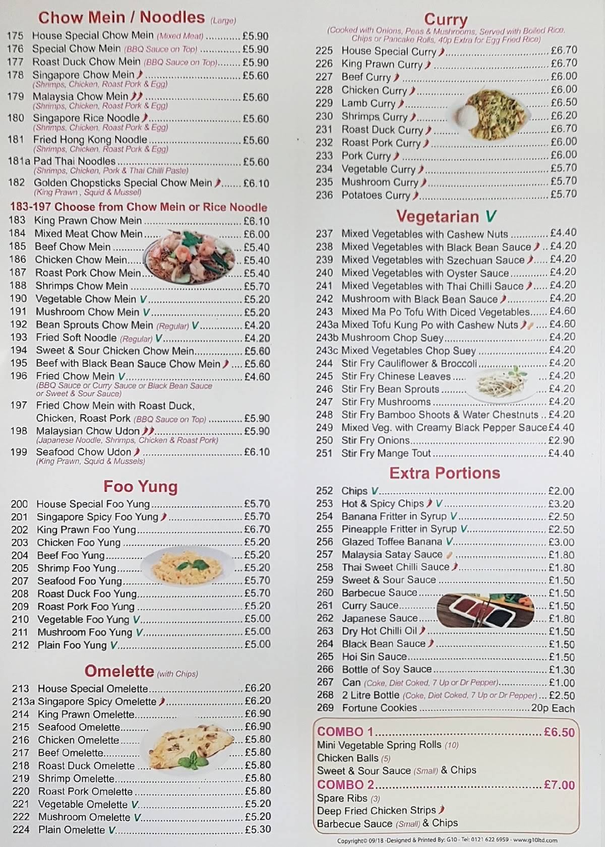 Menu at Golden Chopsticks fast food, Portsmouth