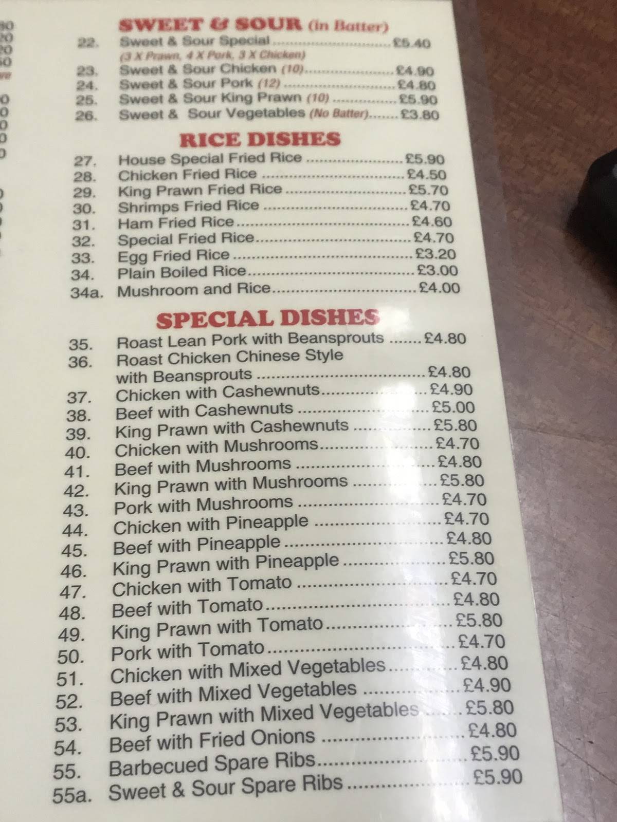 Menu at Golden Dragon fast food, Uckfield
