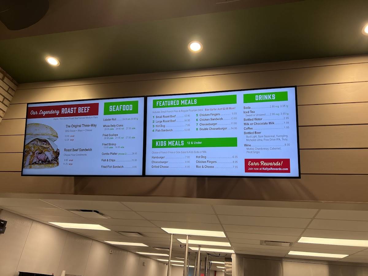 Menu at Kelly's Roast Beef Naples fast food, Bonita Springs