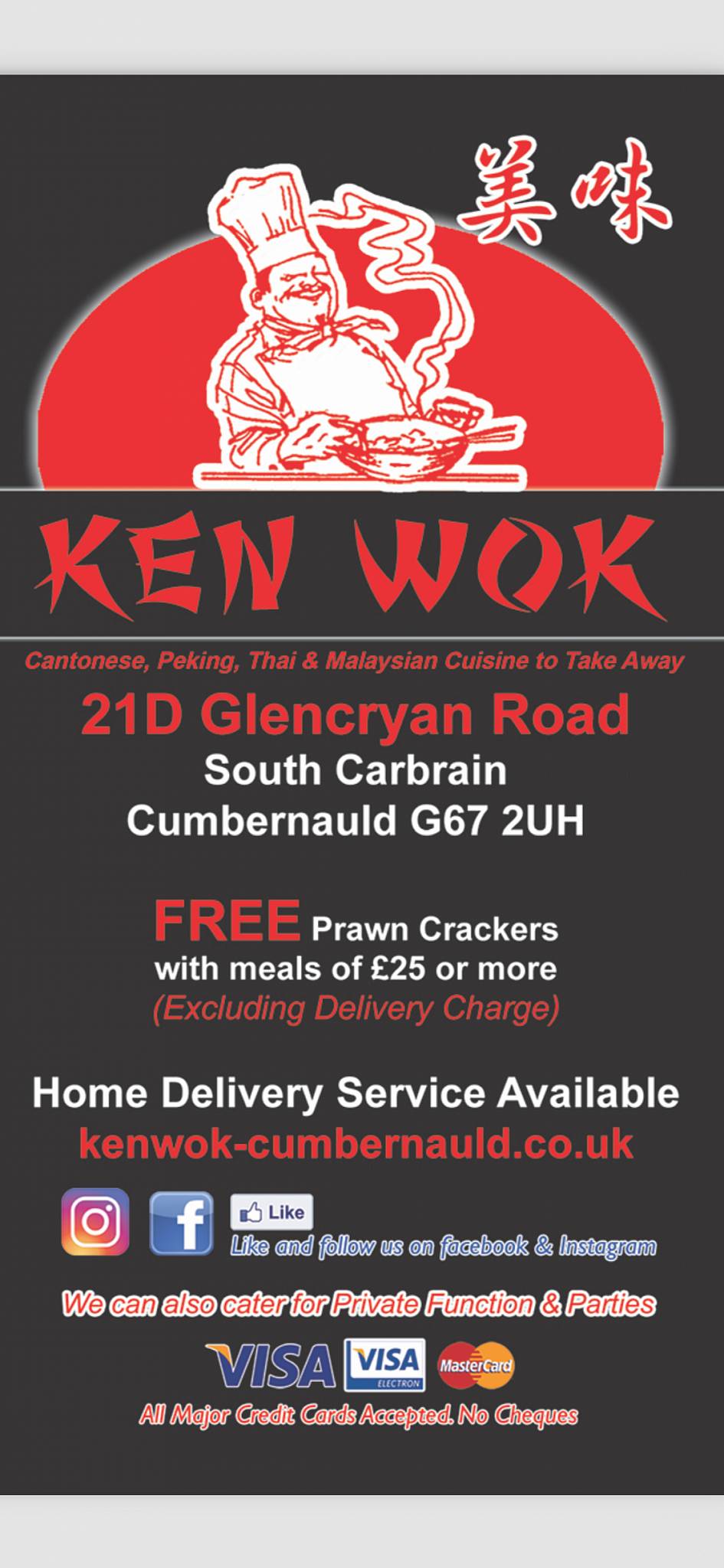 Menu at Ken Wok fast food, Cumbernauld