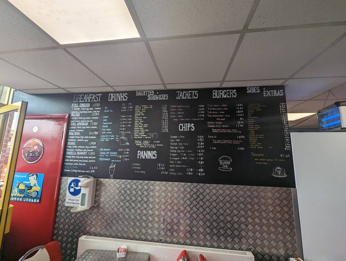 Menu at Route 66 Diner fast food, Leighton Buzzard